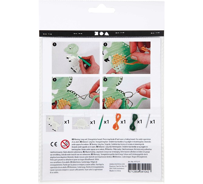 Pyssel Broderi Dinosaurier, Mini DIY Kit - Kalasdekorationer