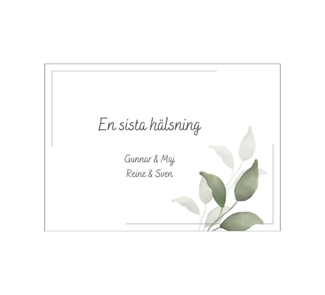Laminerat Personligt kort till begravning Blad - Kalasdekorationer