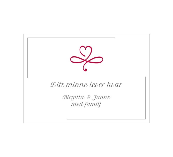 Laminerat Personligt kort till begravning Evig kärlek - Kalasdekorationer