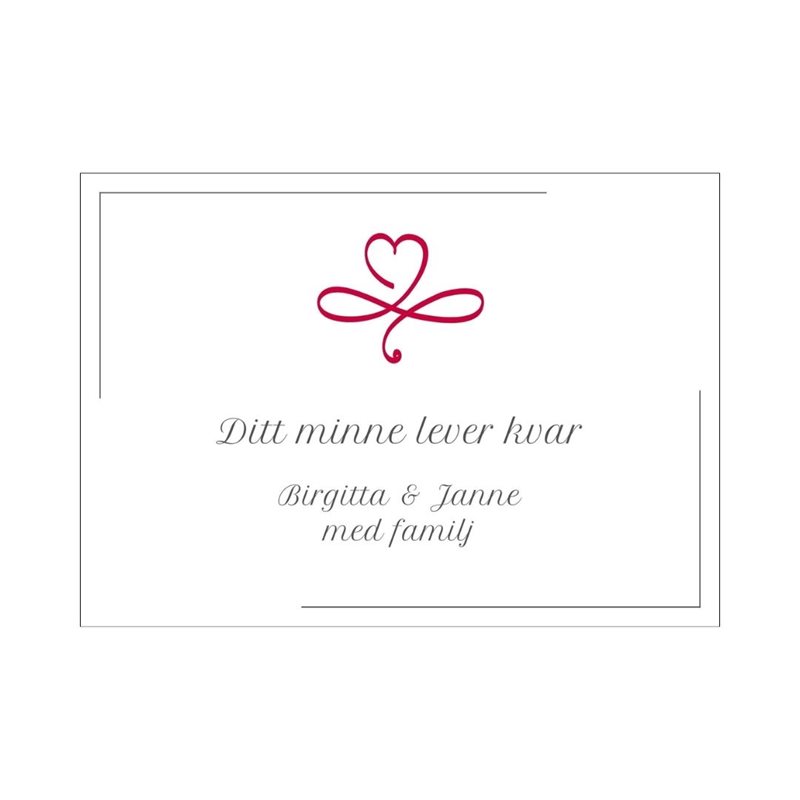 Laminerat Personligt kort till begravning Evig kärlek - Kalasdekorationer