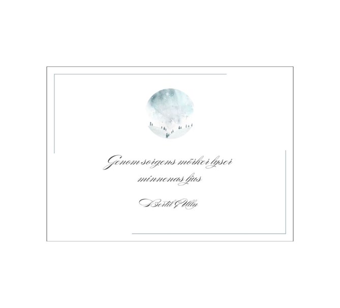 Laminerat Personligt Kort till begravning Vinter - Kalasdekorationer