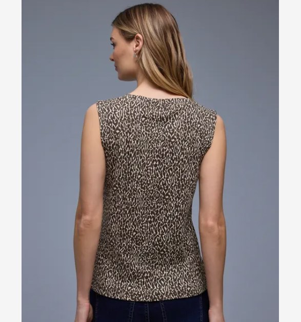 printed rib turtle neck top - hanzens.se