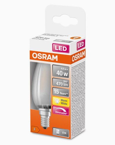 LEDVANCE OSRAM LED-pære Mignon MATT 5W/827 (40W) E14. Dim. - Lysman