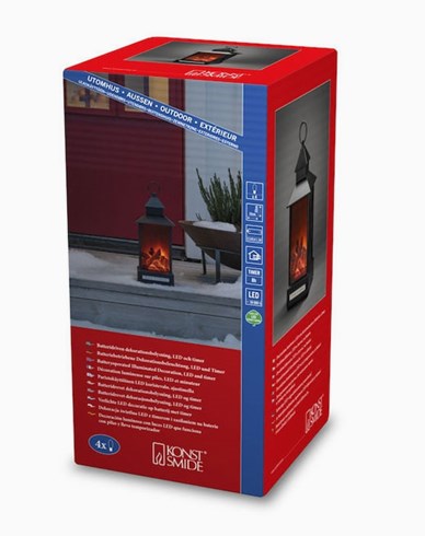 Konstsmide En liten ljuslykta, eldstad 6 LED. Timer 8H 4,5V/IP44 ...