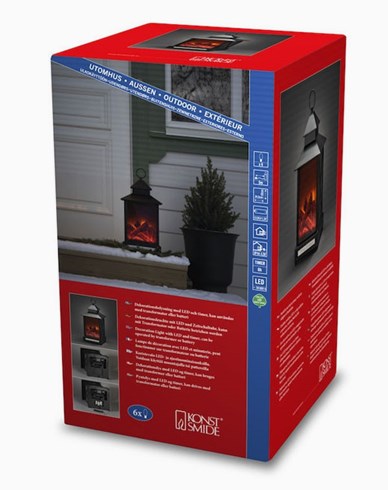 Konstsmide Stor ljuslykta, eldstad 6 LED. Timer 8H 4,5V/IP44 ...