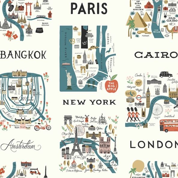 City Maps tapet från Rifle Paper Co. (RP125-03) - Fraktfritt online