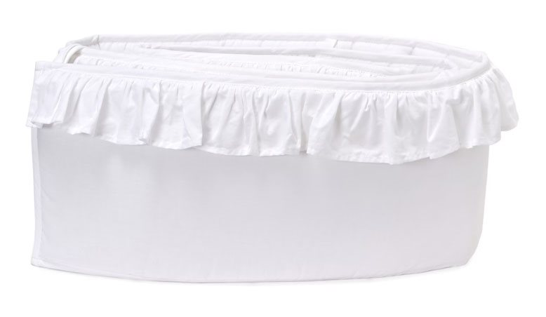 Mini Dreams spjälskydd med volang vagga, vit