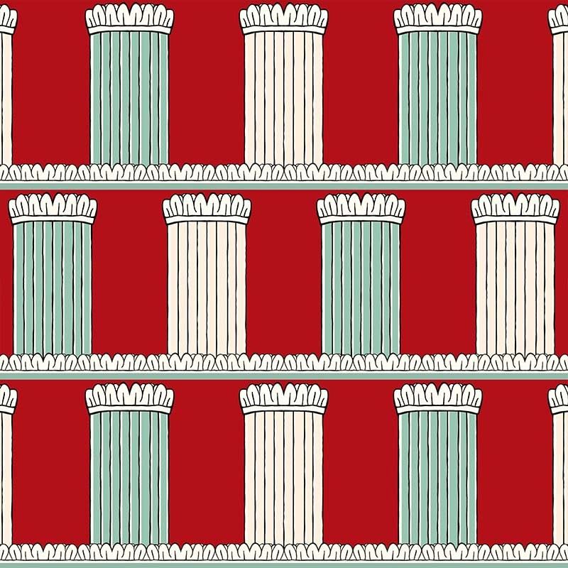 Pillars, Red tapet från Ottoline - Engelska Tapetmagasinet