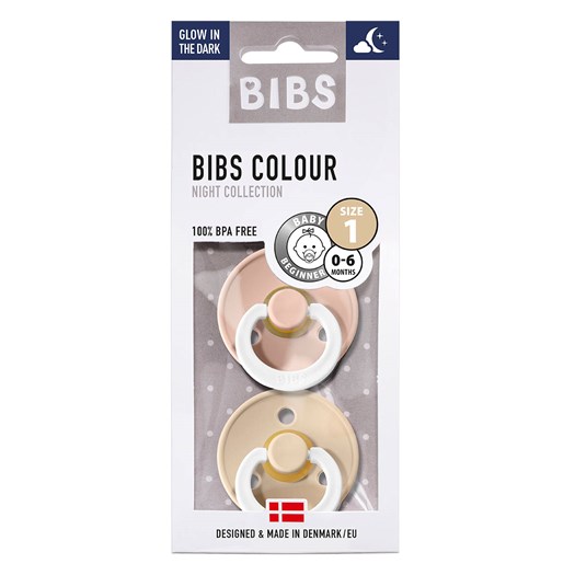 BIBS napp Colour Night 2-pack 0-6 mån, blush/vanilla night - BabyV.se