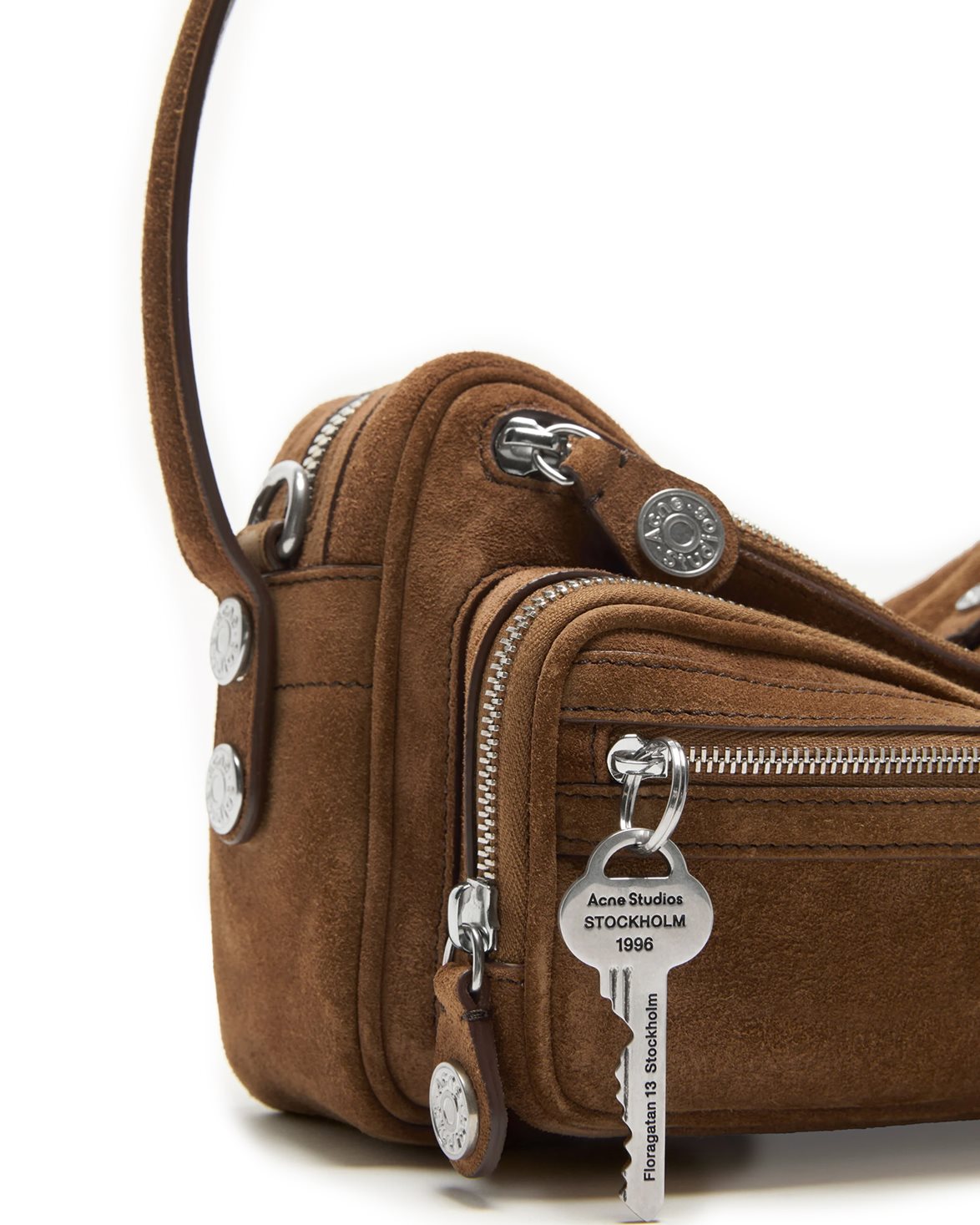 Acne Studios Camero Party Shoulder Bag Suede Cognac Brown - Vallgatan 12